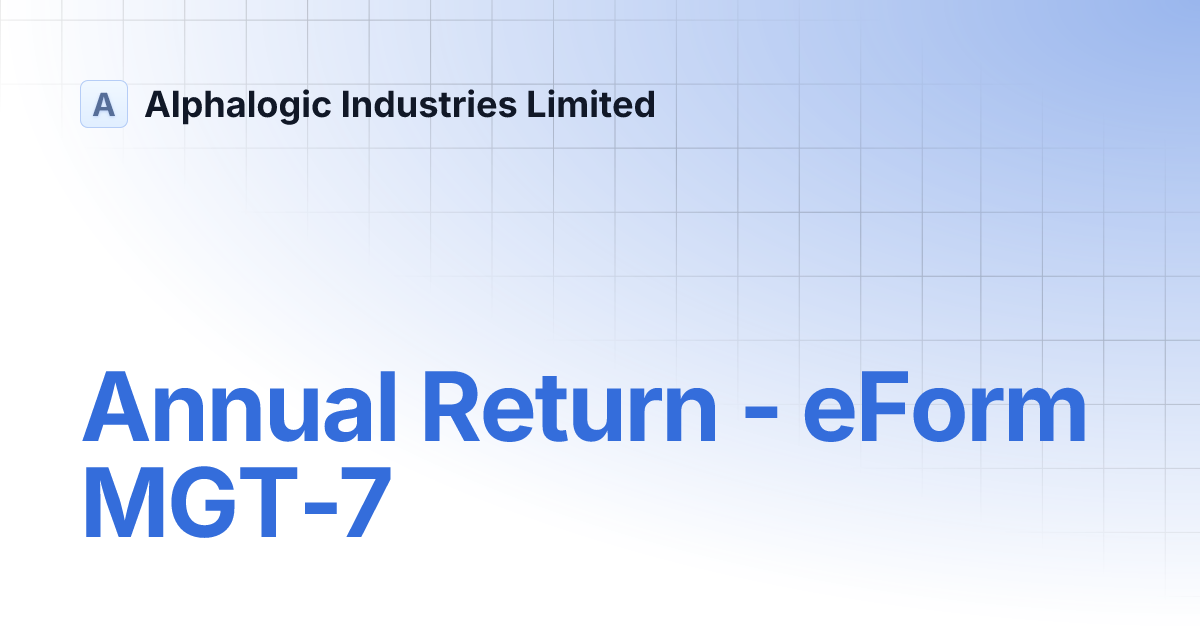 Annual Return Eform Mgt 7 Alphalogic Industries Limited